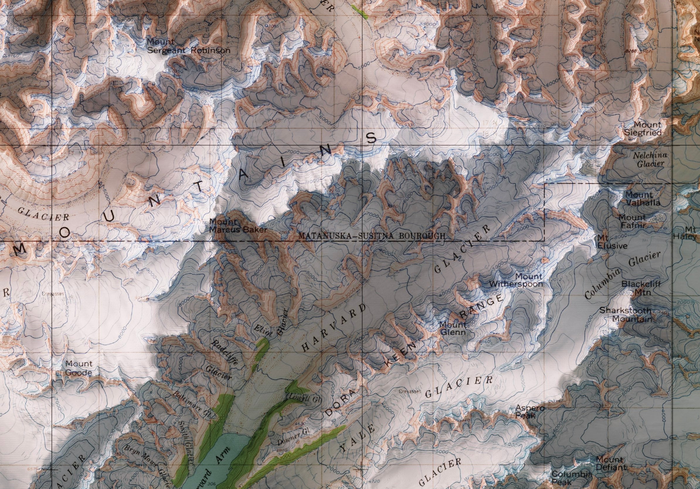 Prince William Sound Alaska Map: 1960s Topographic Shaded Relief Art ...