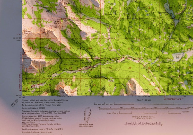 Cooke City, Montana 1956 3D Rendered Historic USGS Topo 2D Print - Etsy