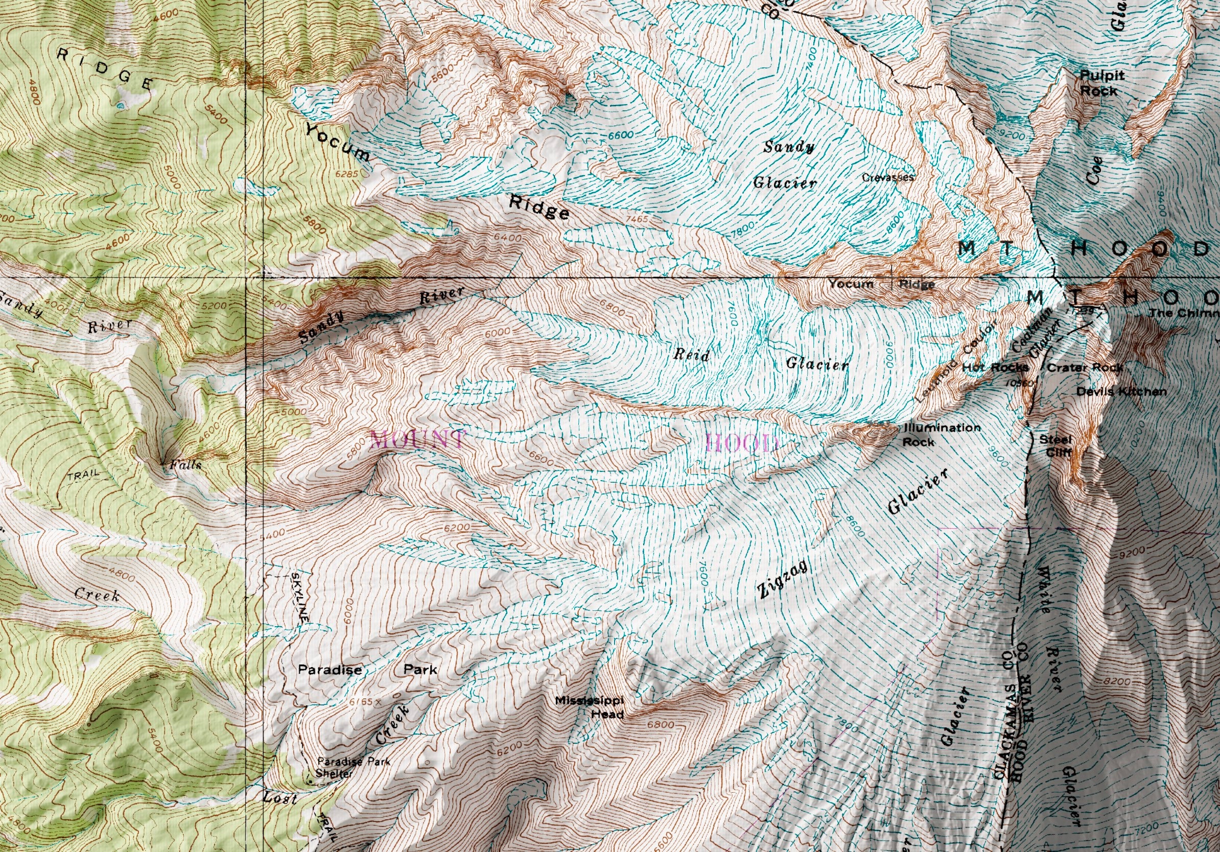 Mount Hood & Vicinity (1962) - Historic Oregon USGS Mosaic ...