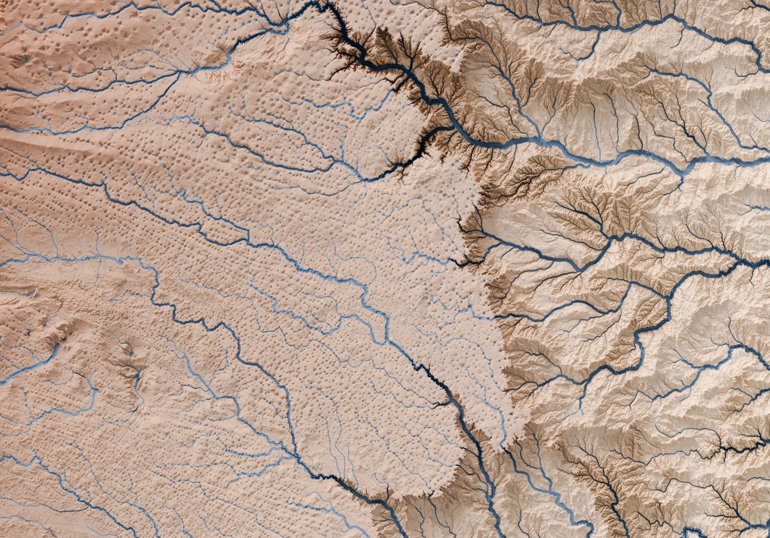 Texas - Topography & Stream Hierarchy - Topographic Shaded Relief Map ...