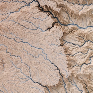Texas - Topography & Stream Hierarchy - Topographic Shaded Relief Map ...