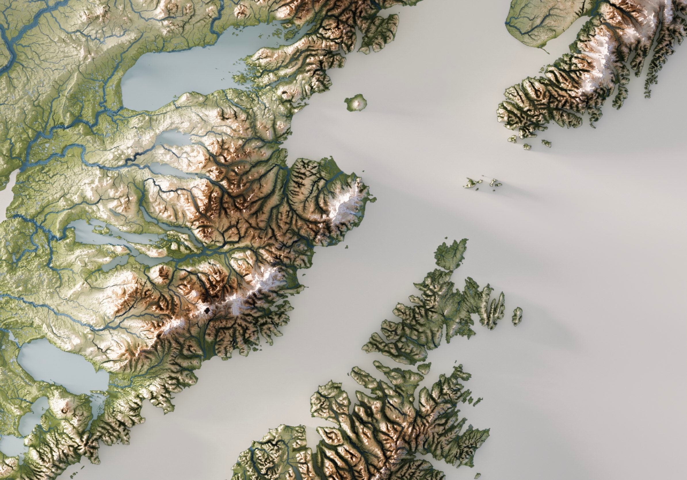 Alaska Topography and Hydrology - Stream Hierarchy - Historic ...