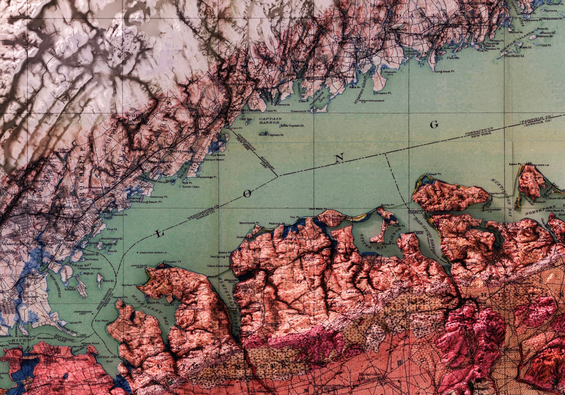 1913 Geologic Map of Long Island, New York - 3D Rendered 2D Print - Etsy