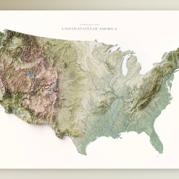 3d Terrain Map Usa - Etsy