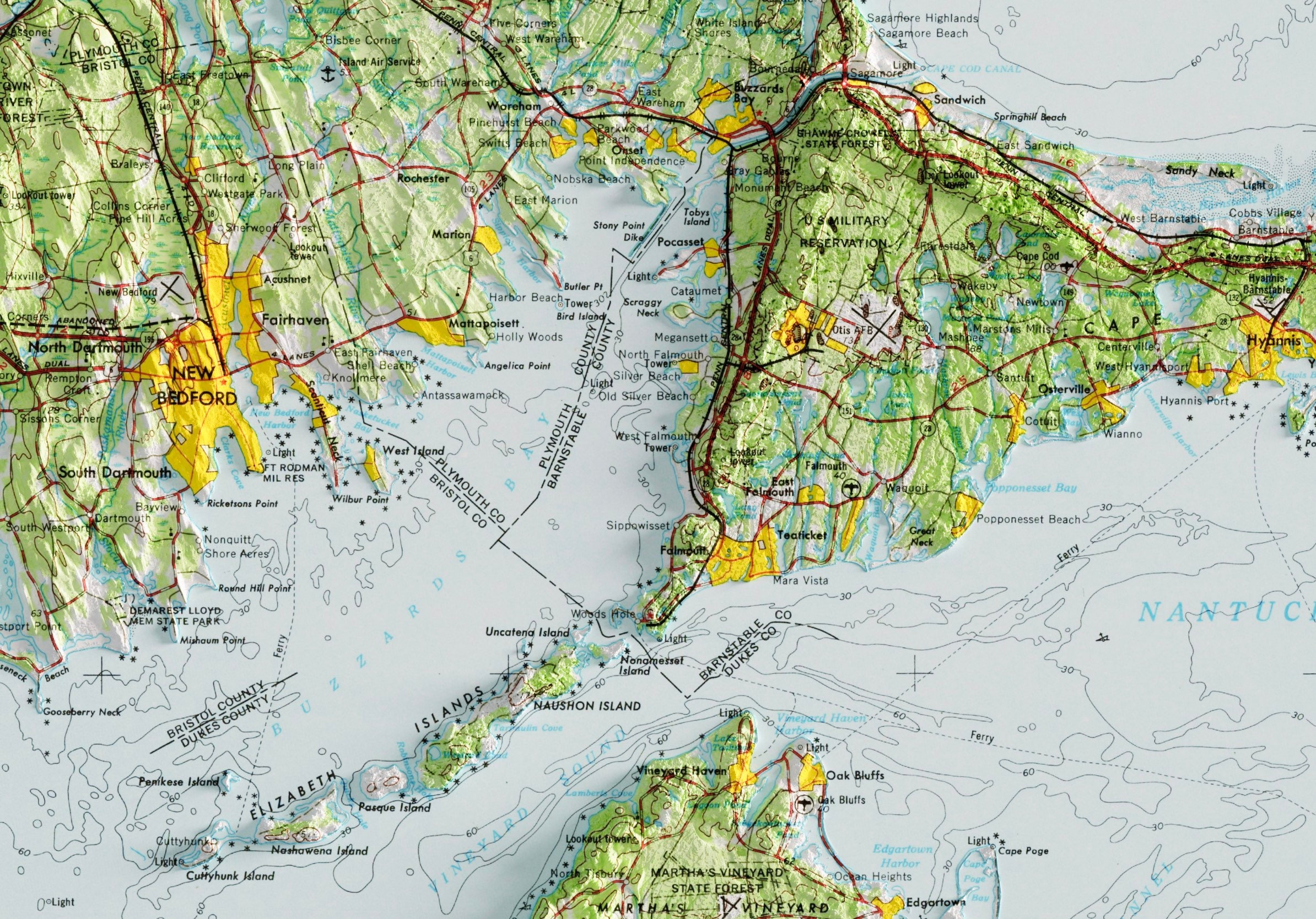 Southern New England, Coastal Region & Vicinity 1954 Seamless USGS ...