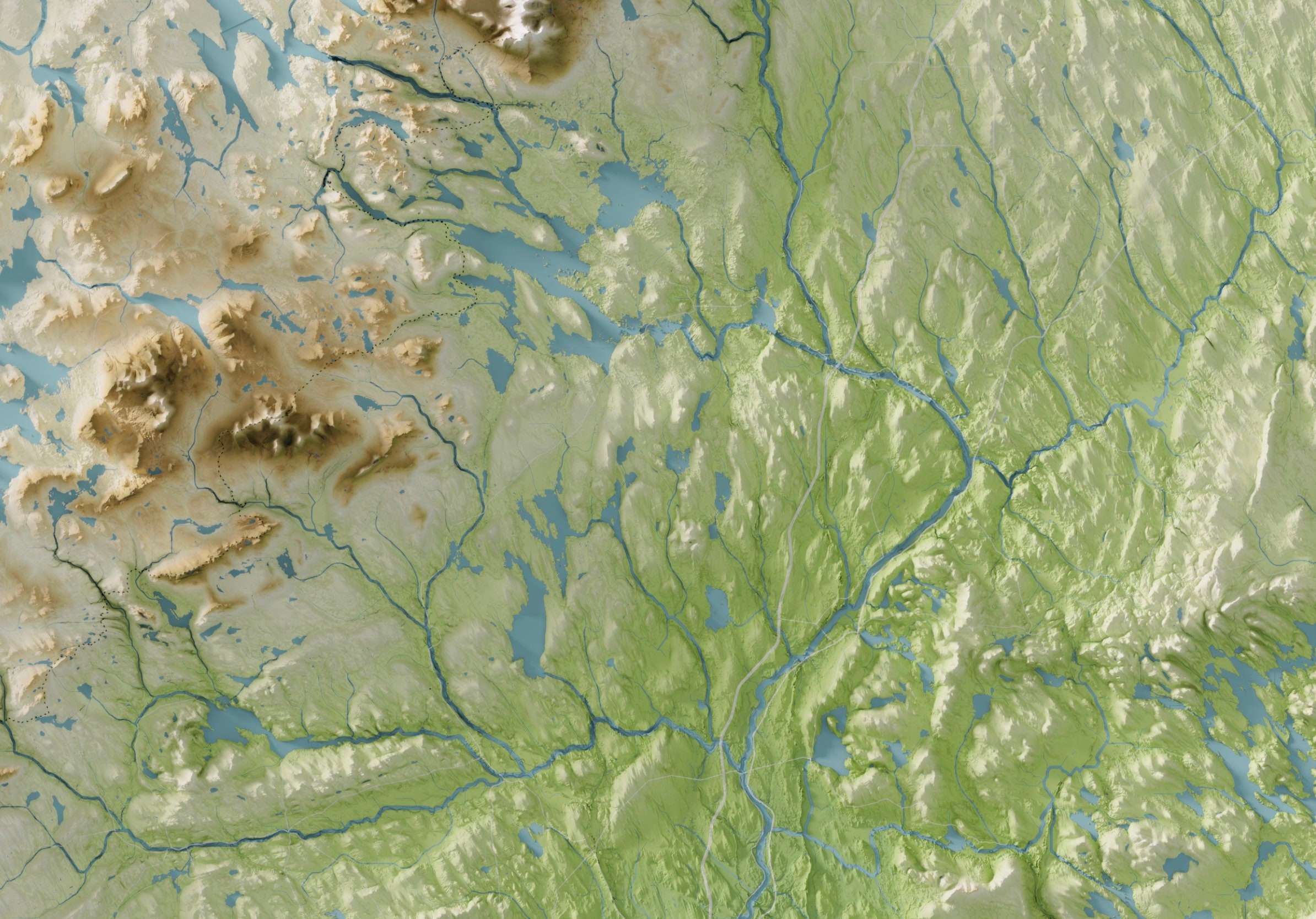 Maine Topography & Hydrography - Stream Hierarchy = Topographic Shaded ...