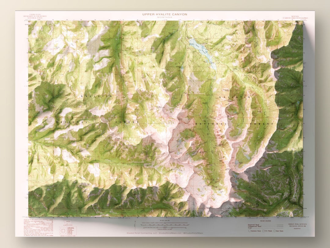 Hyalite Canyon, Montana (1988) - Gallatin Range USGS Mosaic - Digitally ...