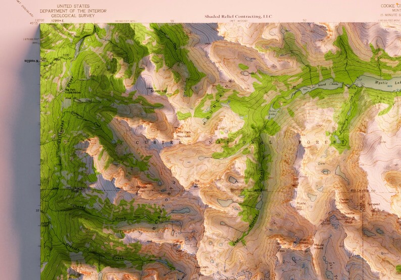 Cooke City, Montana 1956 3D Rendered Historic USGS Topo 2D Print - Etsy