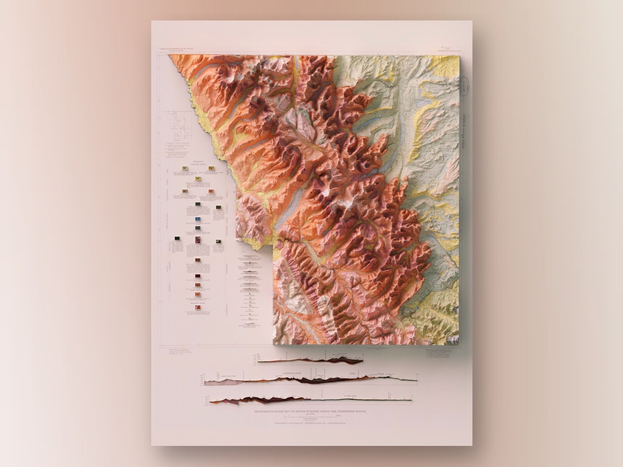 Geologic Map of Glacier National Park, Montana Digitally Remastered ...