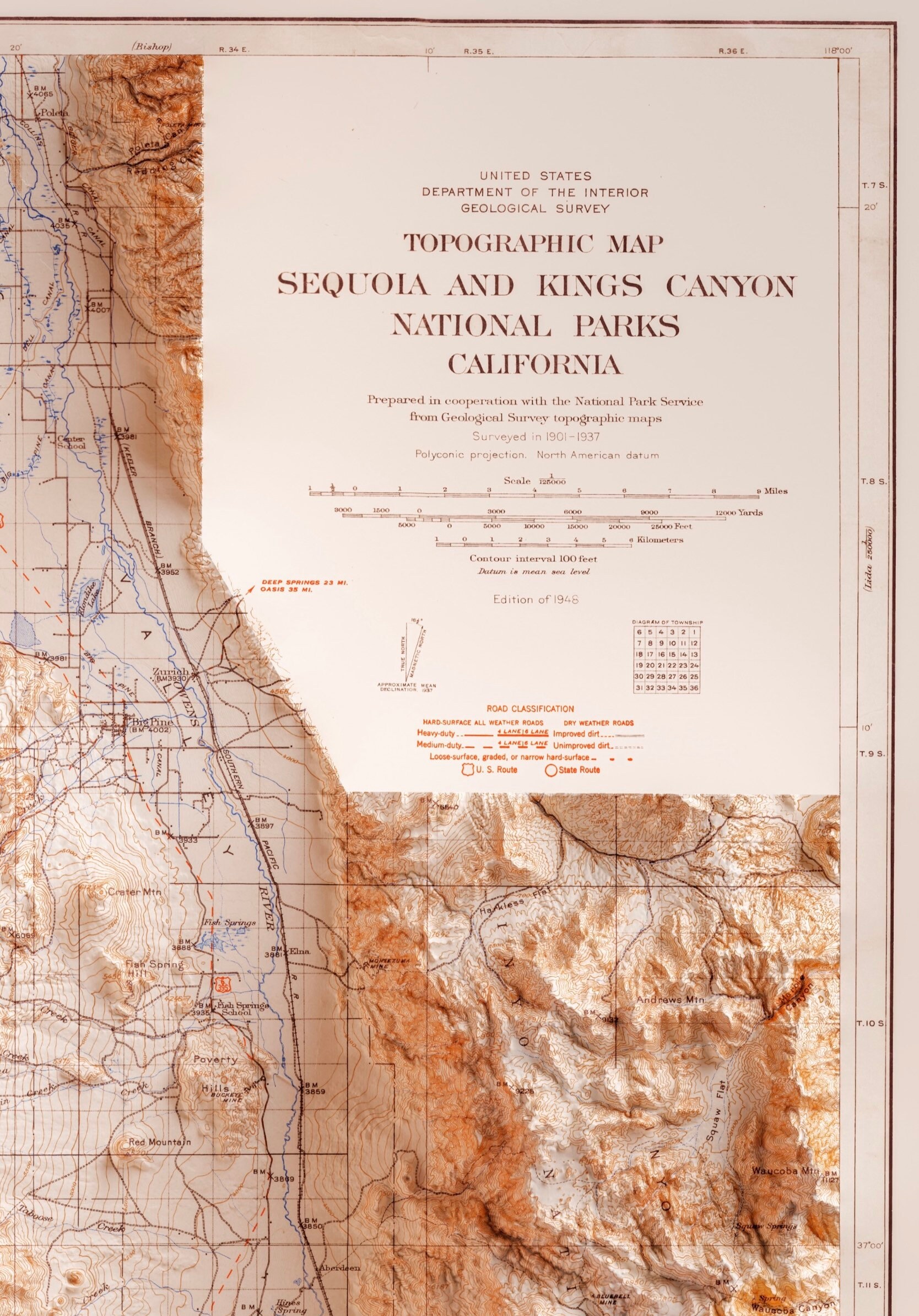Sequoia-kings Canyon National Parks, Sierra Range 1948 Historic USGS ...