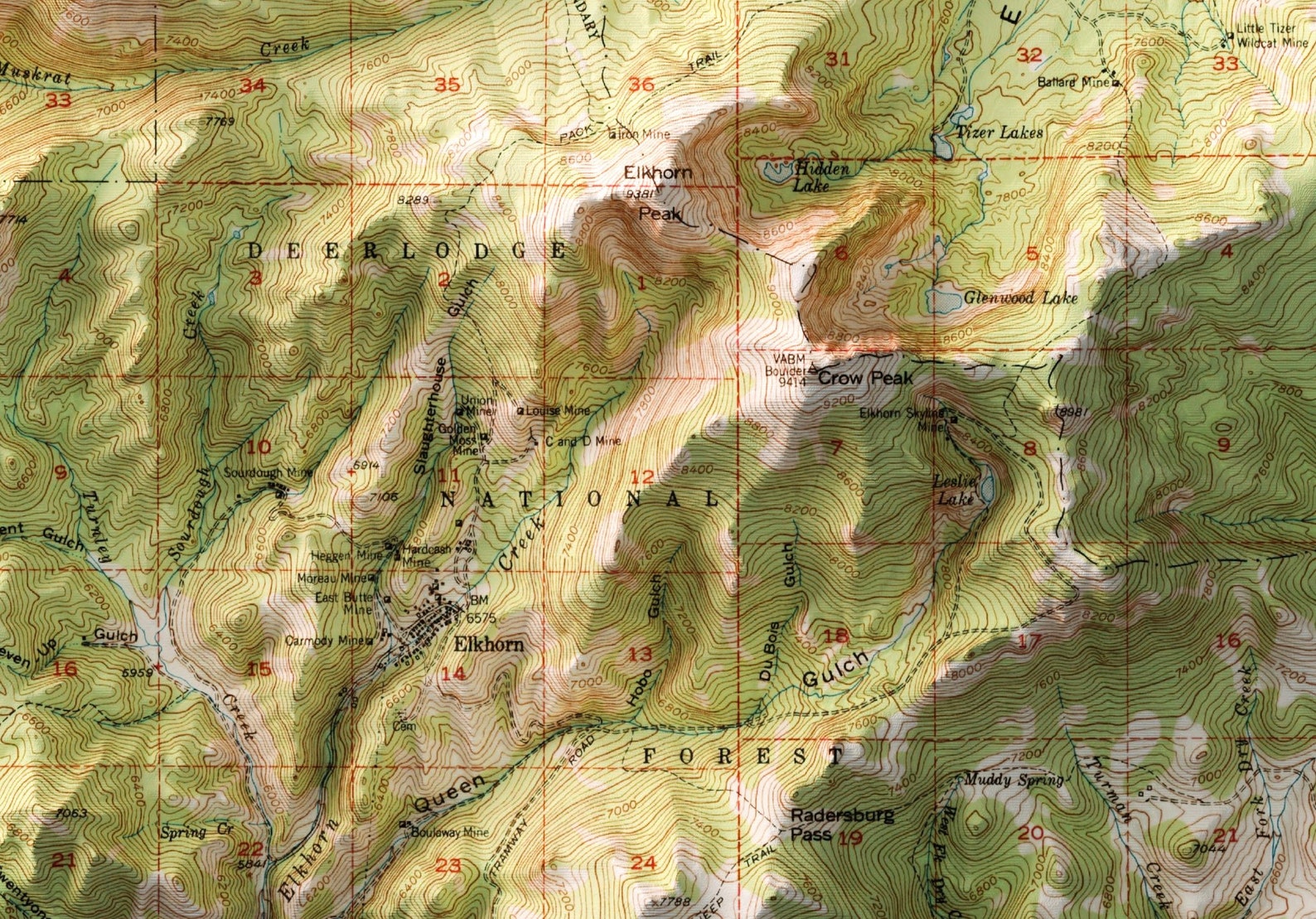 Elkhorn Mountains Clancy, Montana 1950 3D Rendered Historic USGS Topo ...