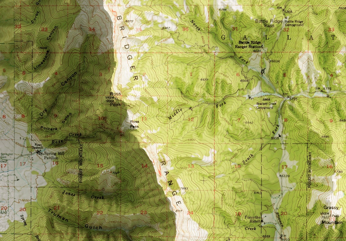 Bozeman/bridger Mountains and Vicinity (1951)- Historic Montana USGS ...