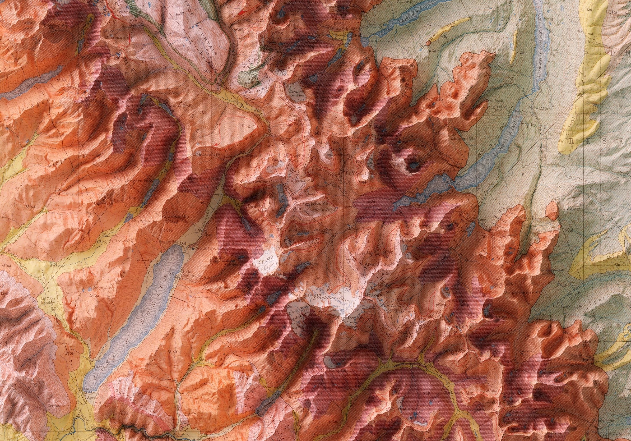 Geologic Map of Glacier National Park, Montana Digitally Remastered ...