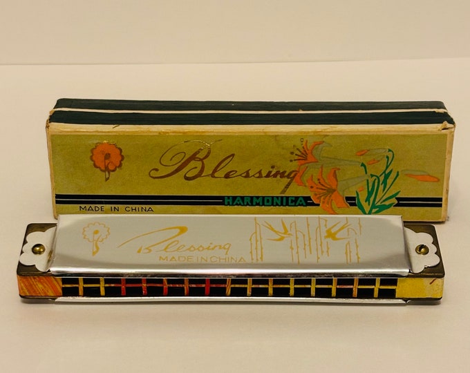 Vintage Blessing Harmonica - Chinese Etched Harmonica in Box ...