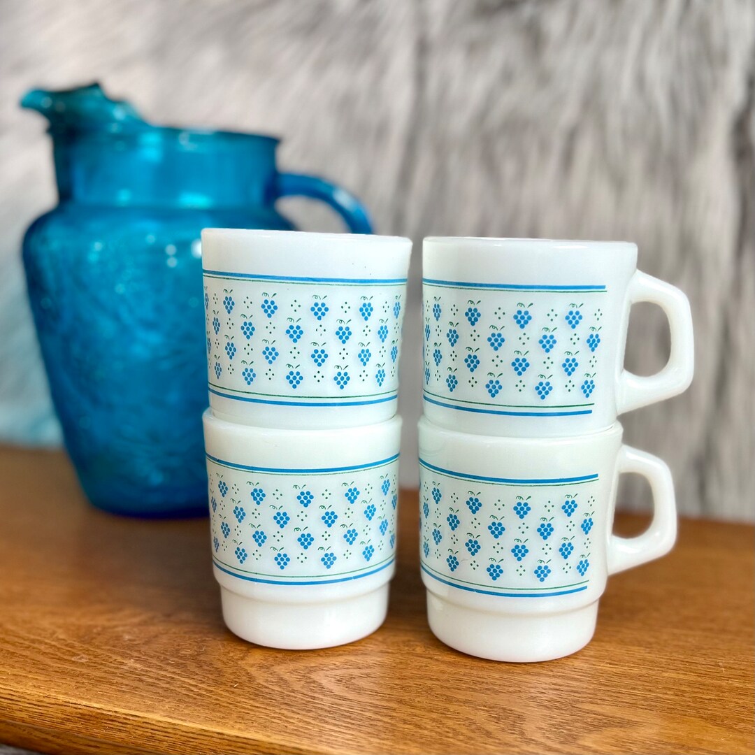 Vintage Termocrisa Coffee Mug Set Rare Retro Grape Stacking Cups Fun ...