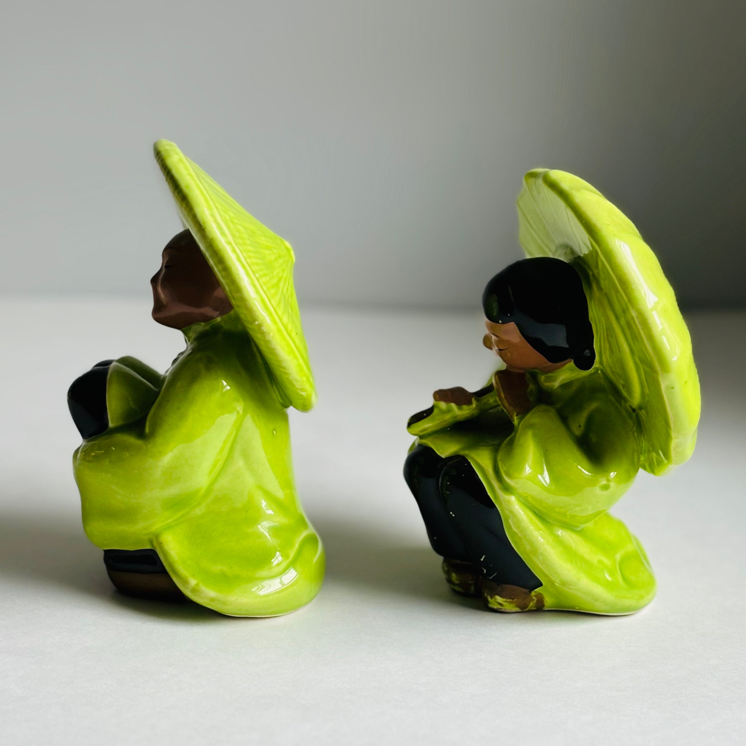 Vintage Asian Chalkware Set of Ceramic Statues Retro - Etsy