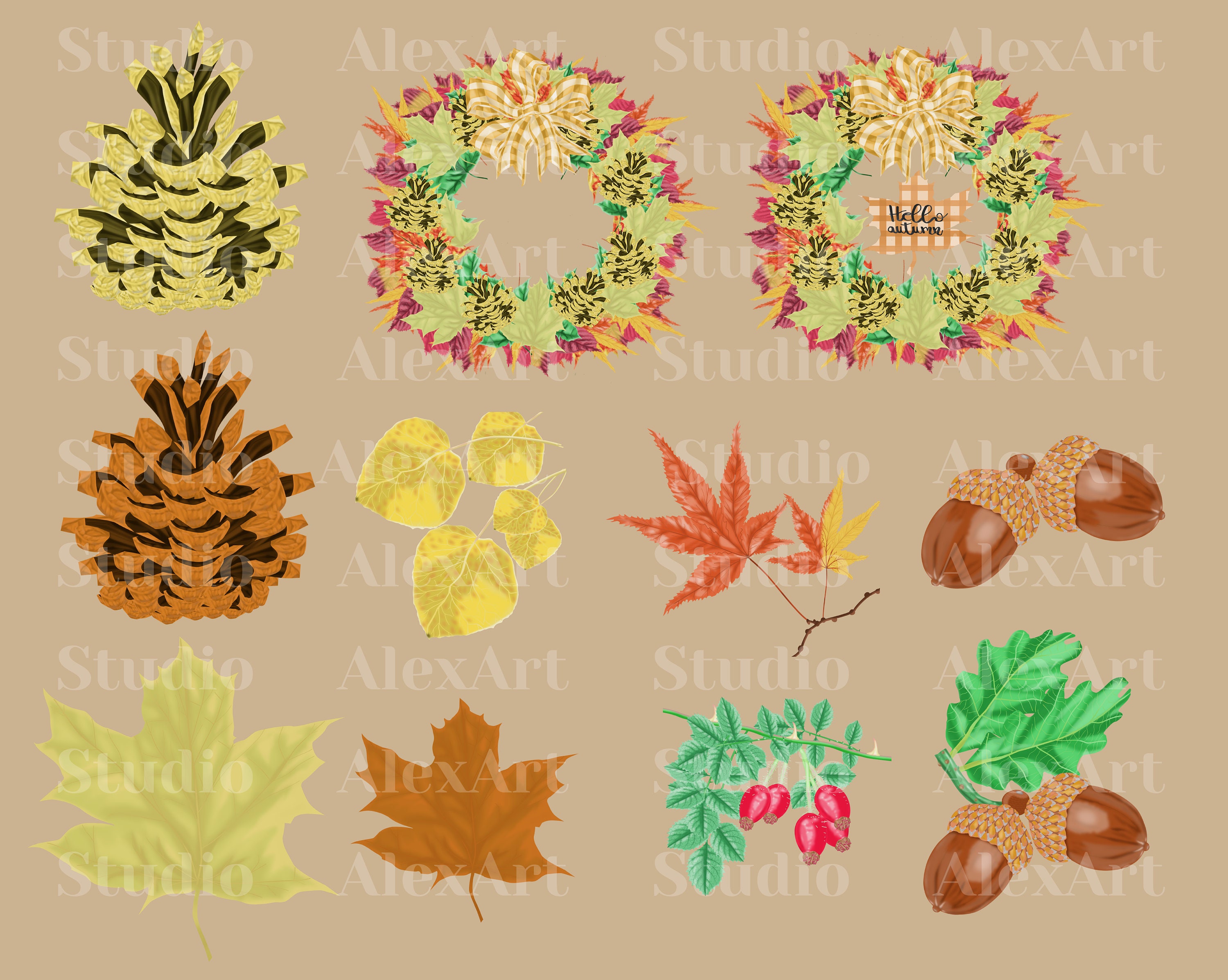 Autumn Clip Art, Fall Clipart, Pumpkin Spice Clipart, Fall Leaves ...