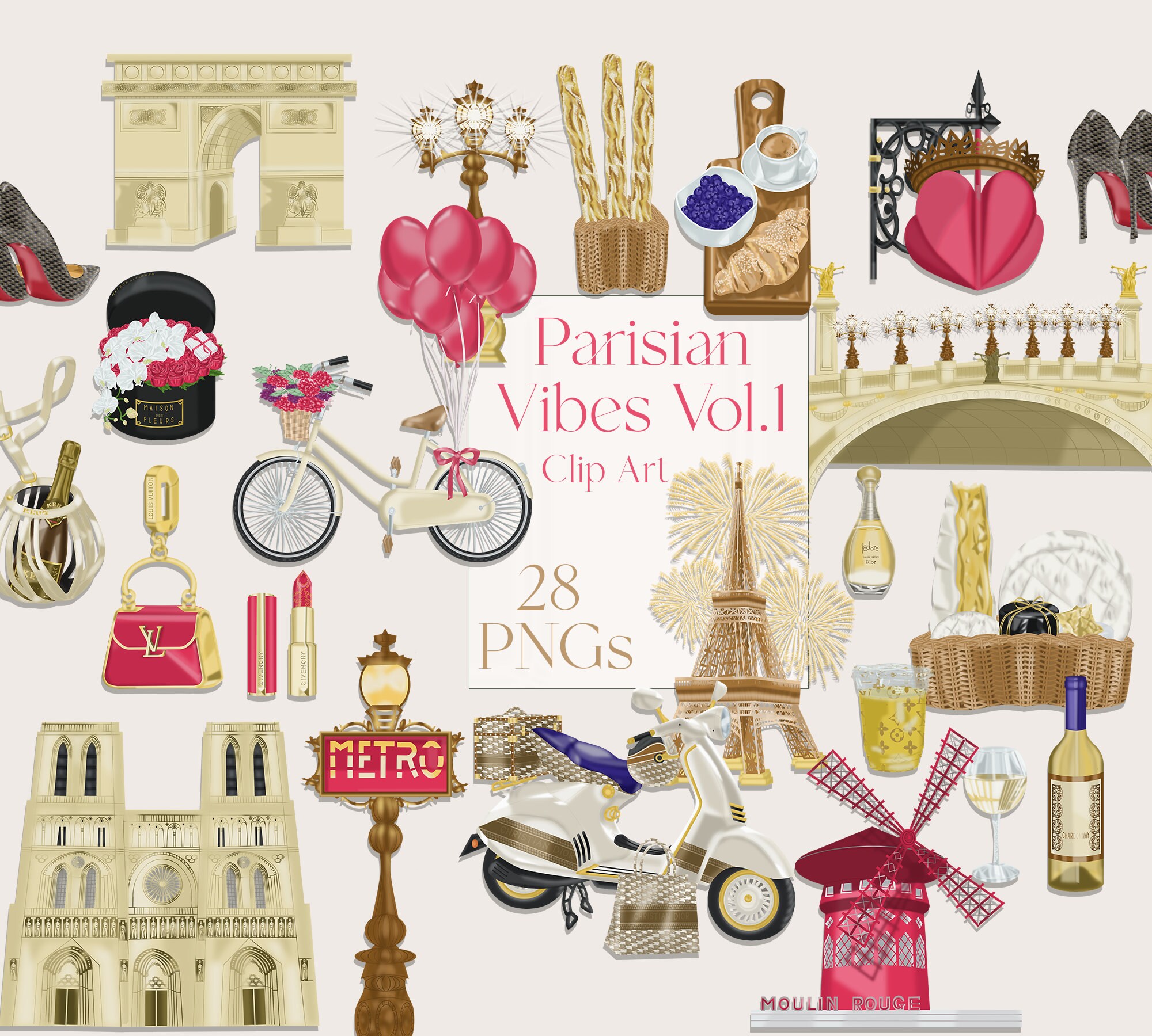 Paris Clipart, Eiffel Tower Clipart, French Clipart, Parisian Clip Art ...