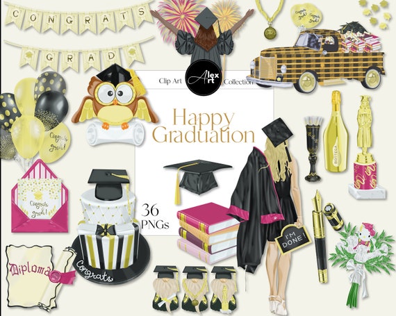 Graduation Clipart Graduating Girl Illustration College | Etsy