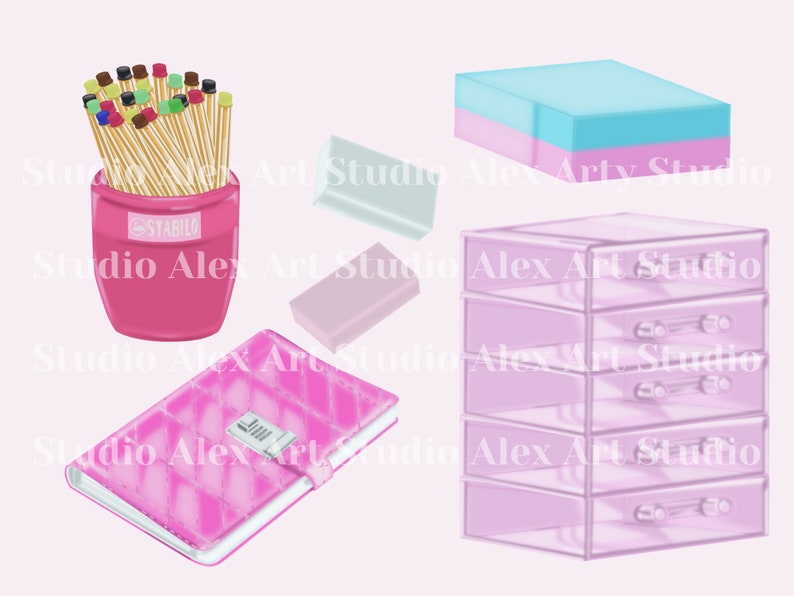 Stationery Clipart, Back to School Clipart, Girly Clipart, School ...