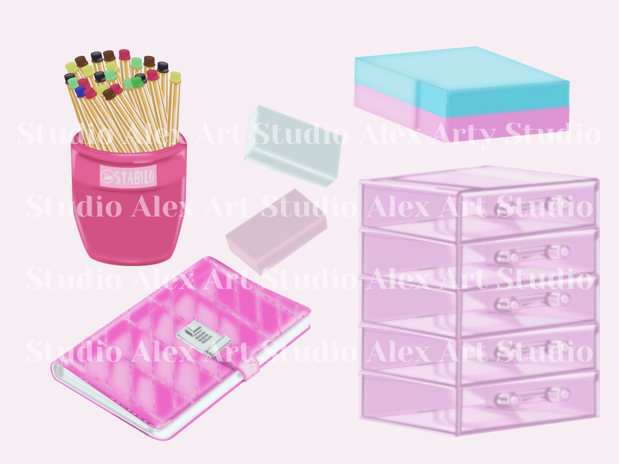 Stationery Clipart, Back to School Clipart, Girly Clipart, School ...