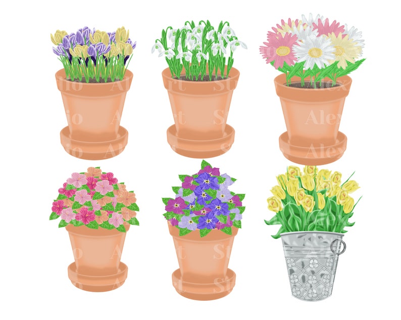 Gardening Clipart, Farmhouse Clipart, Flower Garden Clipart, Flower ...