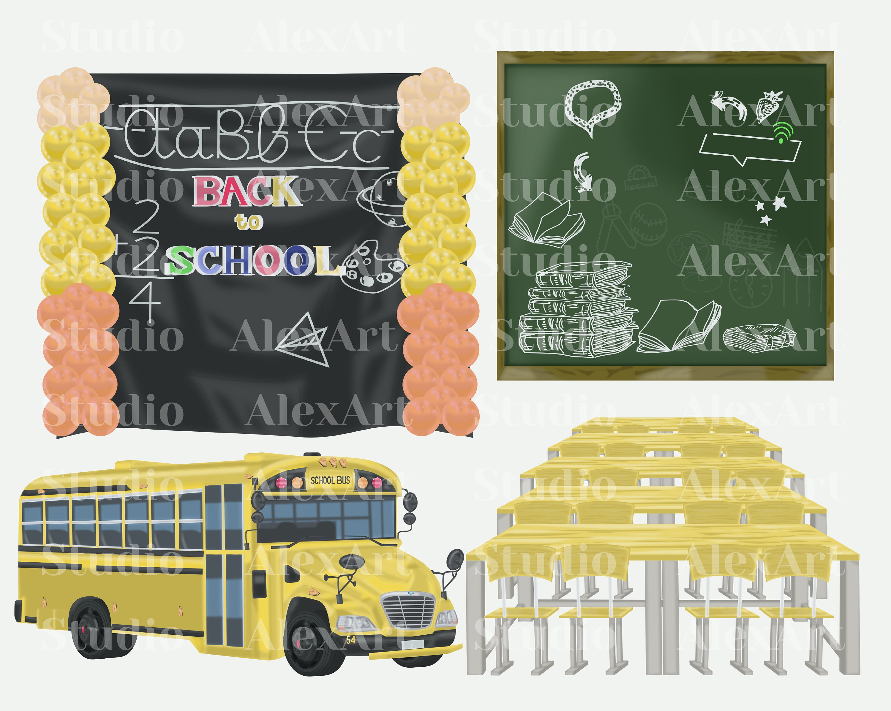 Back to School Clipart, Students Clipart, School Clipart, Stationery ...