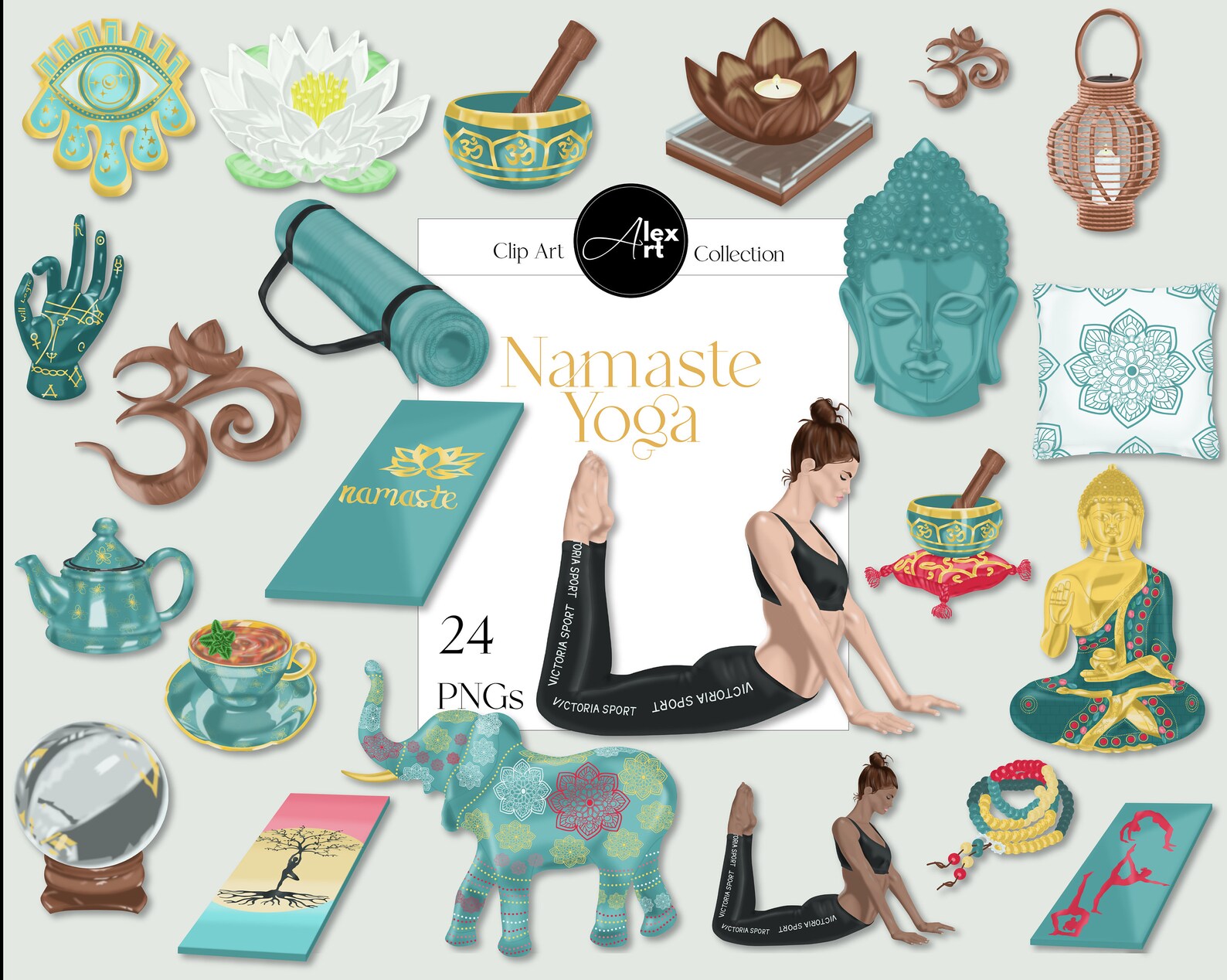Yoga Clipart Zen Clipart SPA Clipart Fitness Planner Stickers Wellness ...
