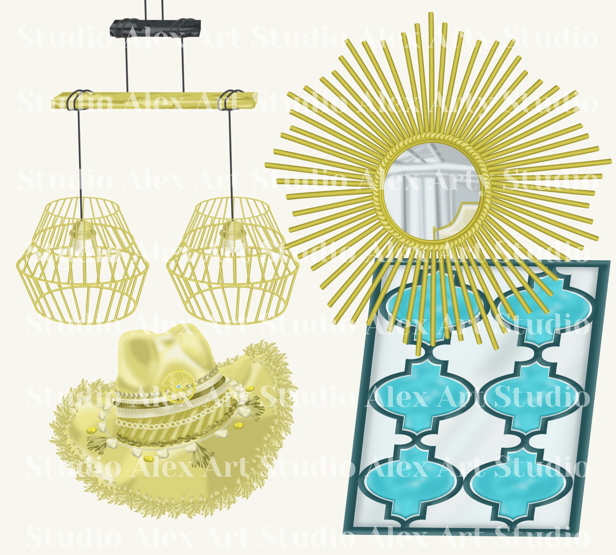 Boho Clipart Boho Chic Art Modern Boho Clip Art Boho - Etsy