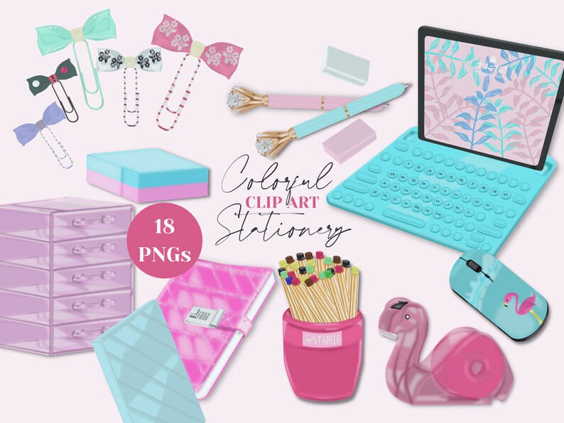 Stationery Clipart, Back to School Clipart, Girly Clipart, School ...