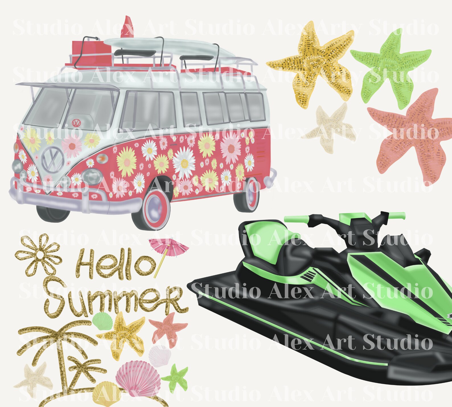 Beach Clipart, Summer Clip Art, Vacation Clip Art, Summer Stickers ...