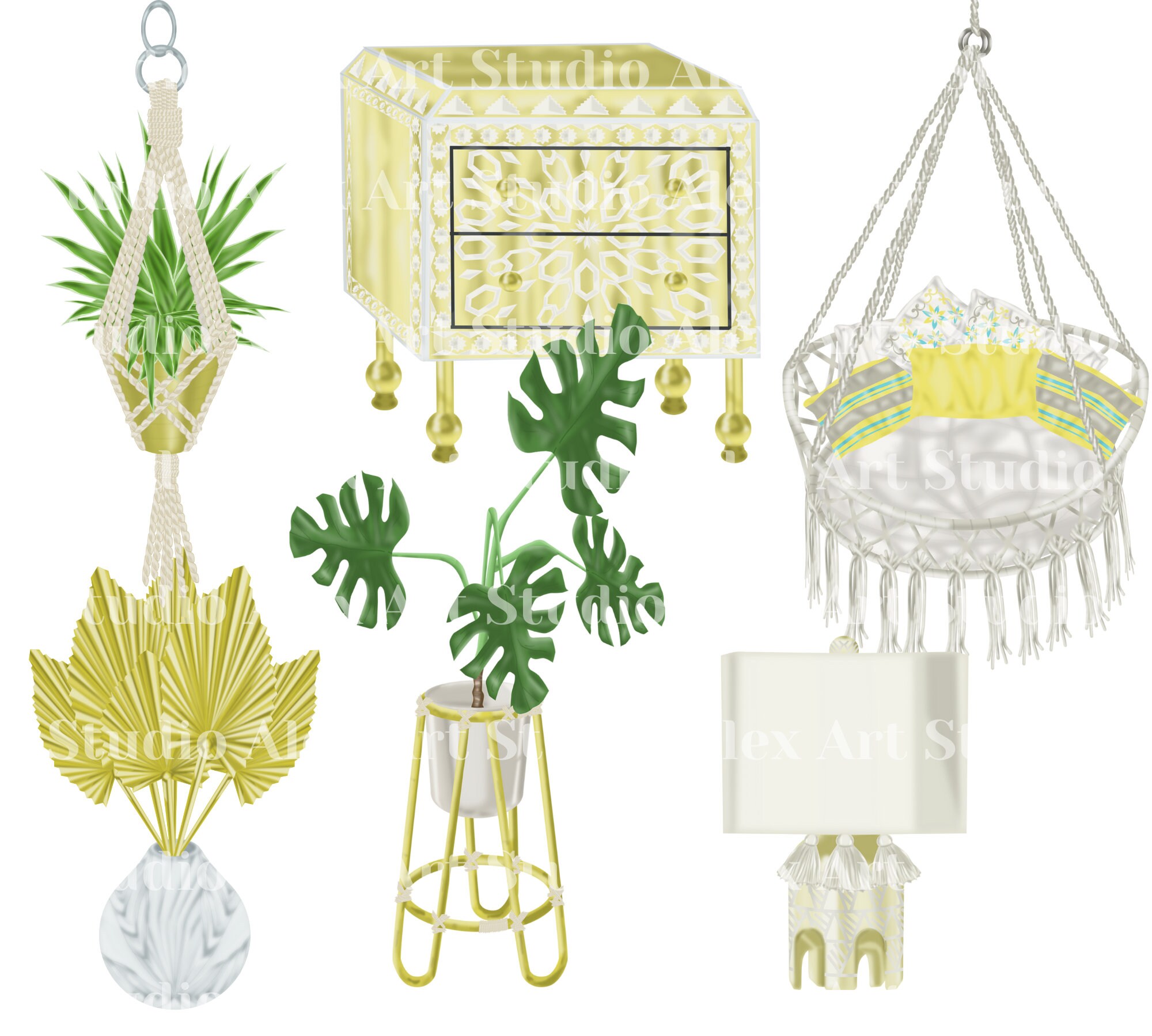 Boho Scene Clipart Modern Boho Clip Art Boho Clipart Boho | Etsy Ireland