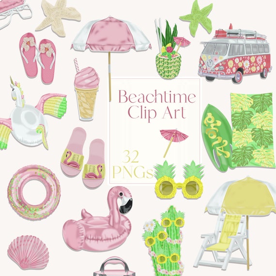 Beach Clipart Summer Clip Art Vacation Clip Art Summer - Etsy