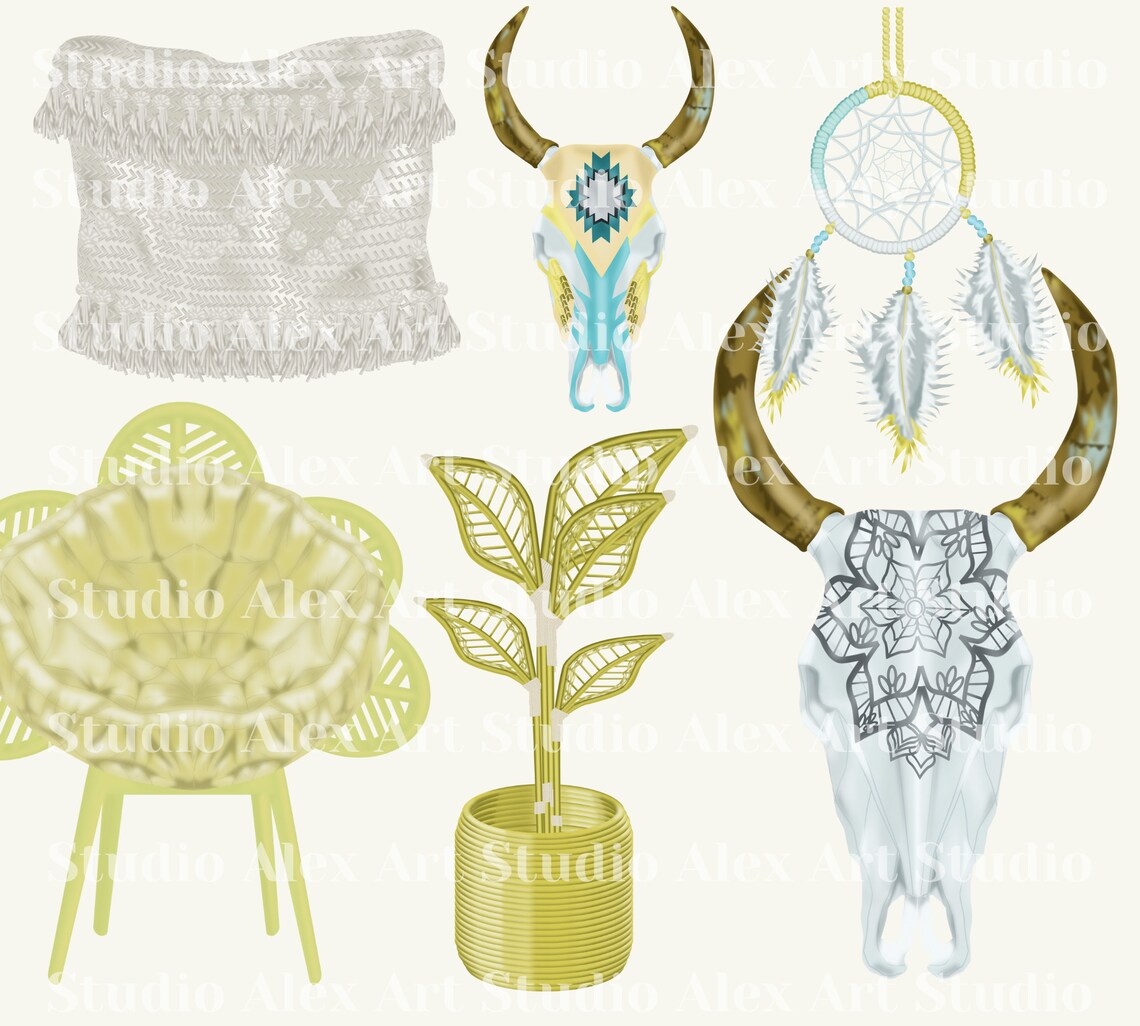 Boho Clipart Boho Chic Art Modern Boho Clip Art Boho - Etsy