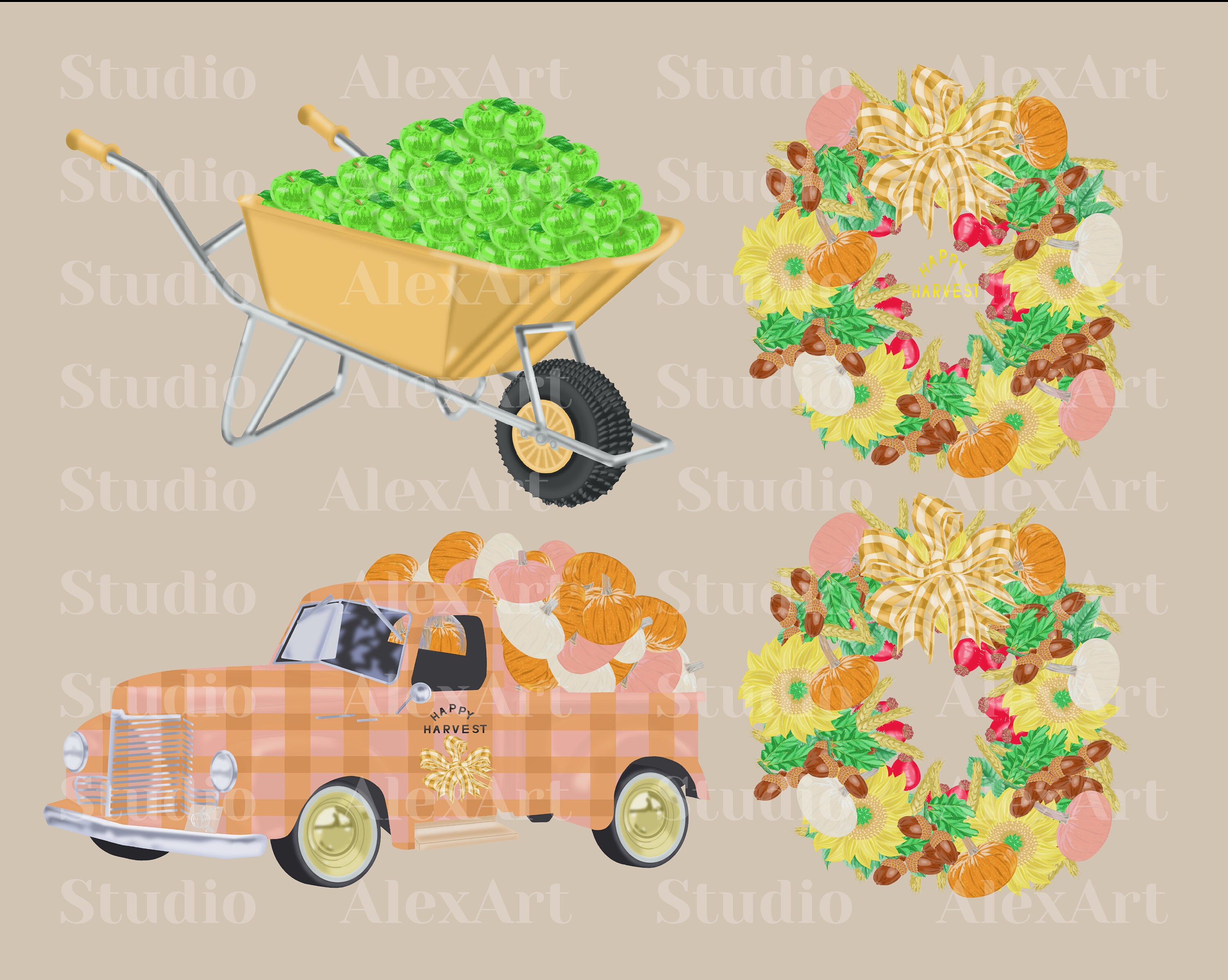 Autumn Clip Art, Harvest Clipart, Fall Clipart, Farm Clipart, Pumpkin ...