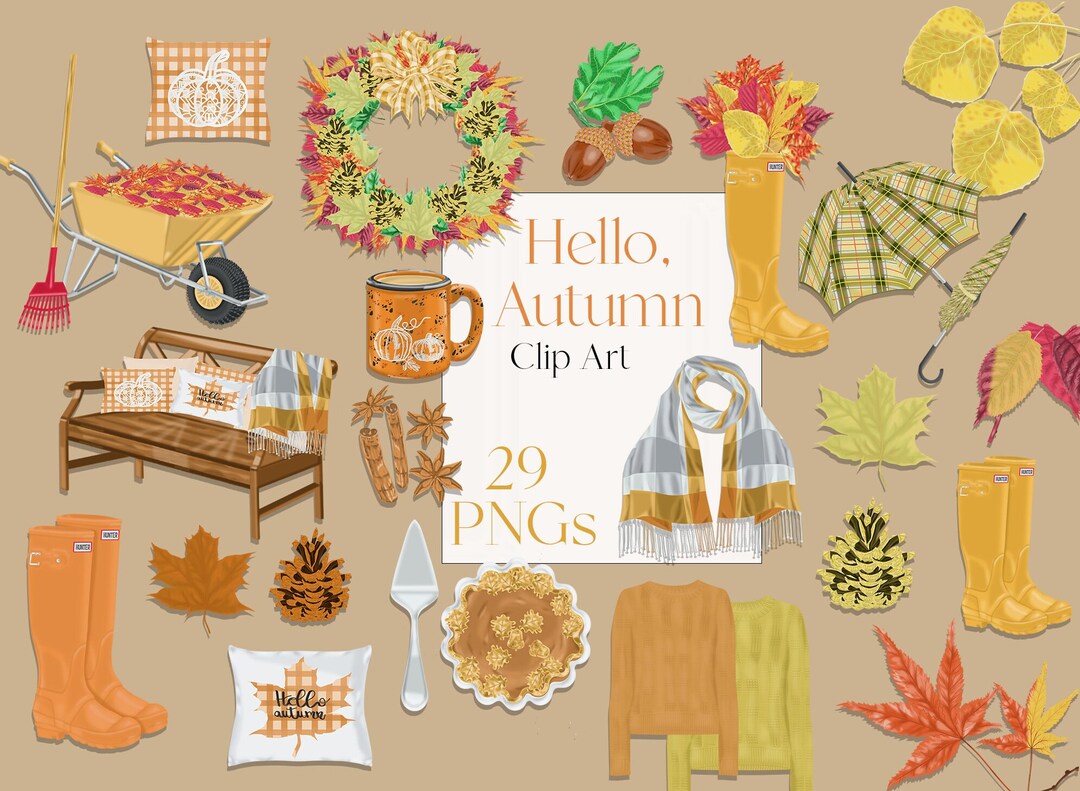 Autumn Clip Art, Fall Clipart, Pumpkin Spice Clipart, Fall Leaves ...