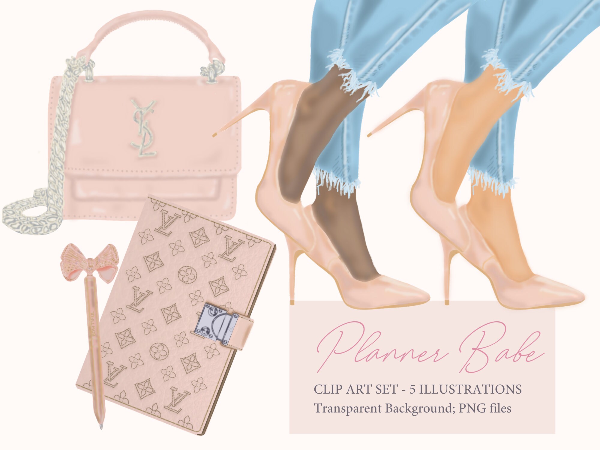 Pink Boss Babe Clipart Set | Fashion Illustration | Planner Clip Art ...