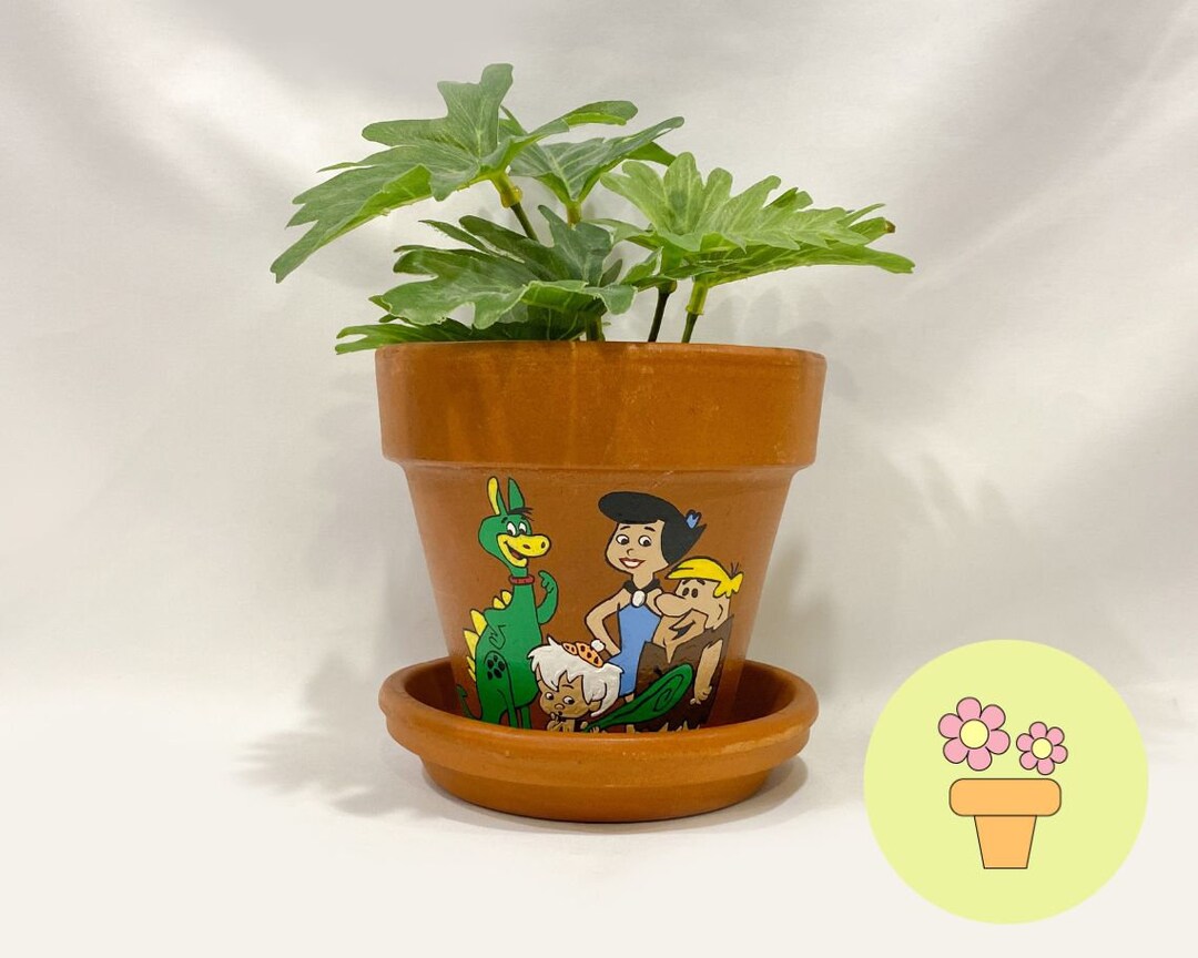 The Flintstones Barney Rubble Family Terracotta Clay Pot - Hand Painted ...