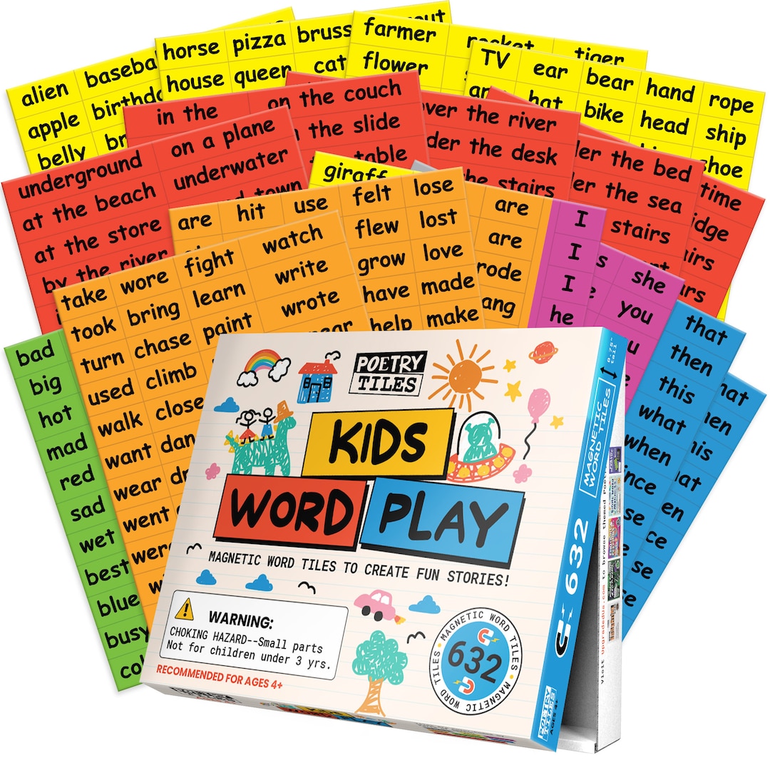 Poetry Tiles - 632 Piece Kids Word Play Kit - Explore Reading, Writing ...