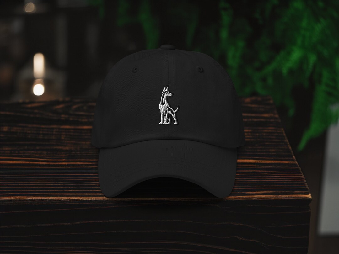 Doberman Pinscher Dad Hat, Black and White Embroidered Dog Baseball Cap ...