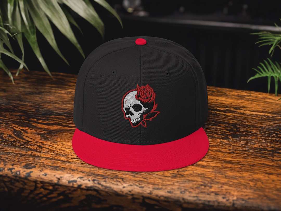 Skull Rose Embroidered Hat, Stylish Wool-blend Baseball Cap, Soulful ...