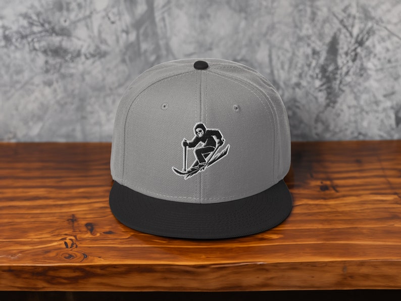 Skeleton Skier Baseball Cap, Skull Theme Embroidered Wool-blend ...
