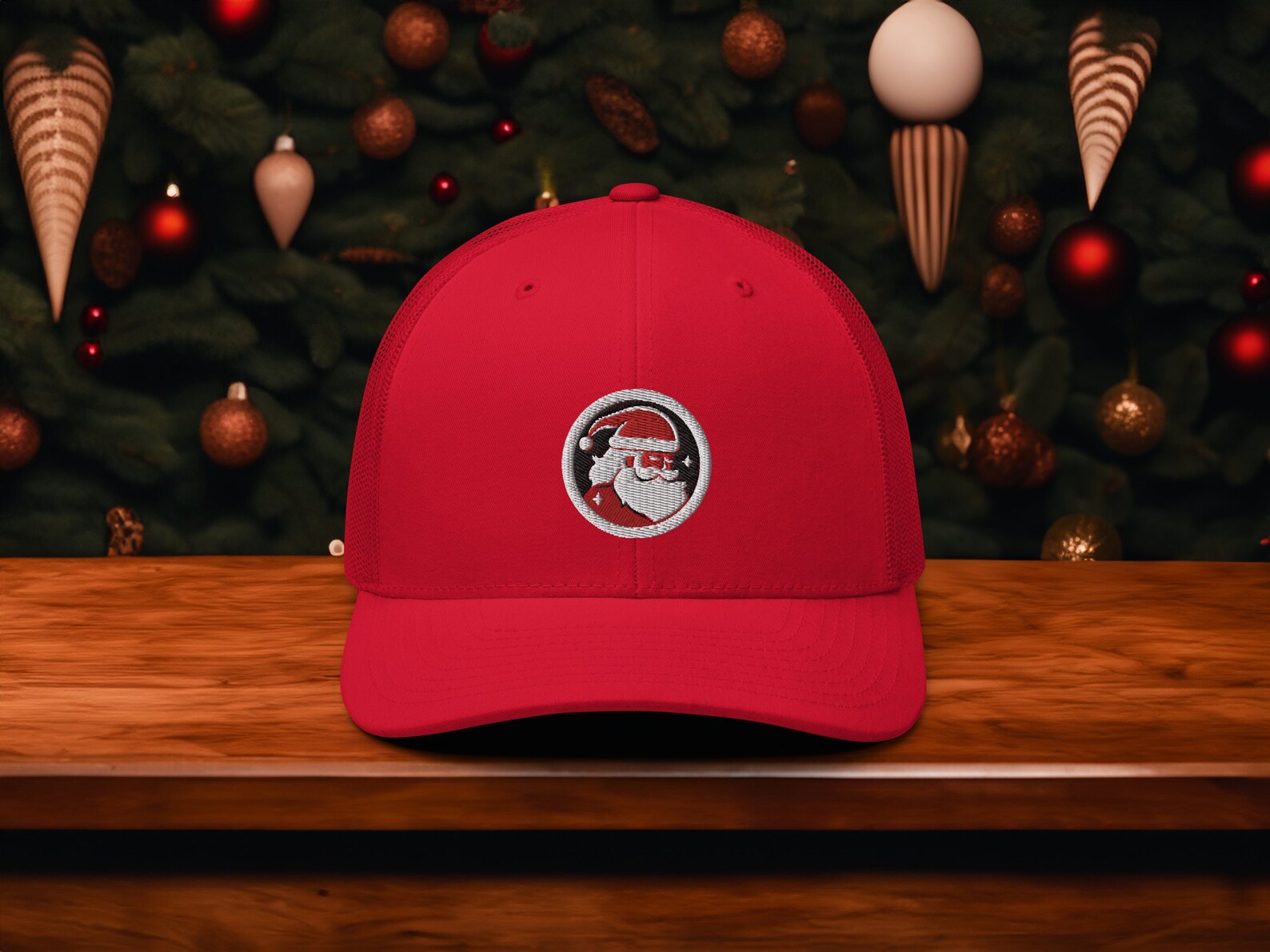 Santa Claus Embroidered Trucker Hat, Holiday Christmas Cap, Kris ...