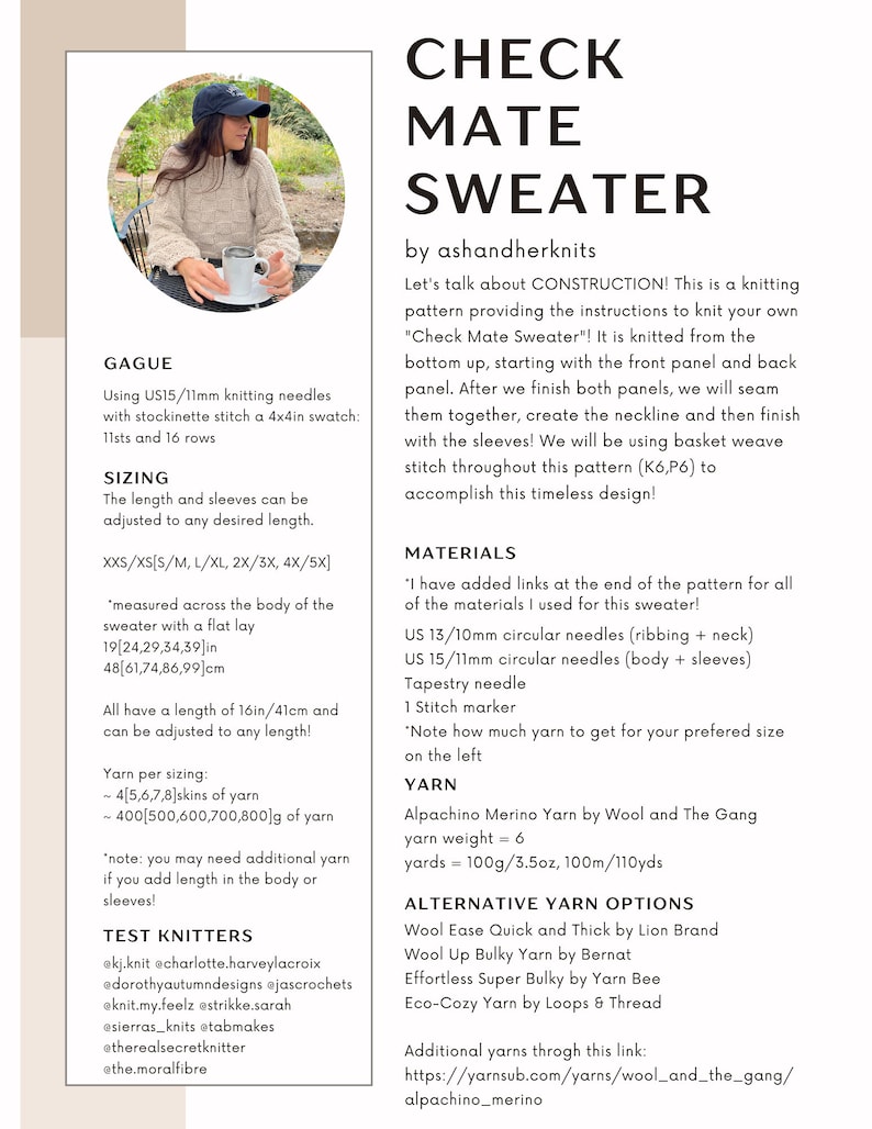 CHECK MATE SWEATER Knitting Pattern Sweater Pattern - Etsy