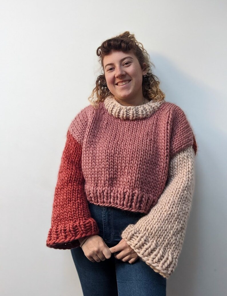 Block Party Sweater: Beginner Friendly Chunky Cropped Knitting - Etsy