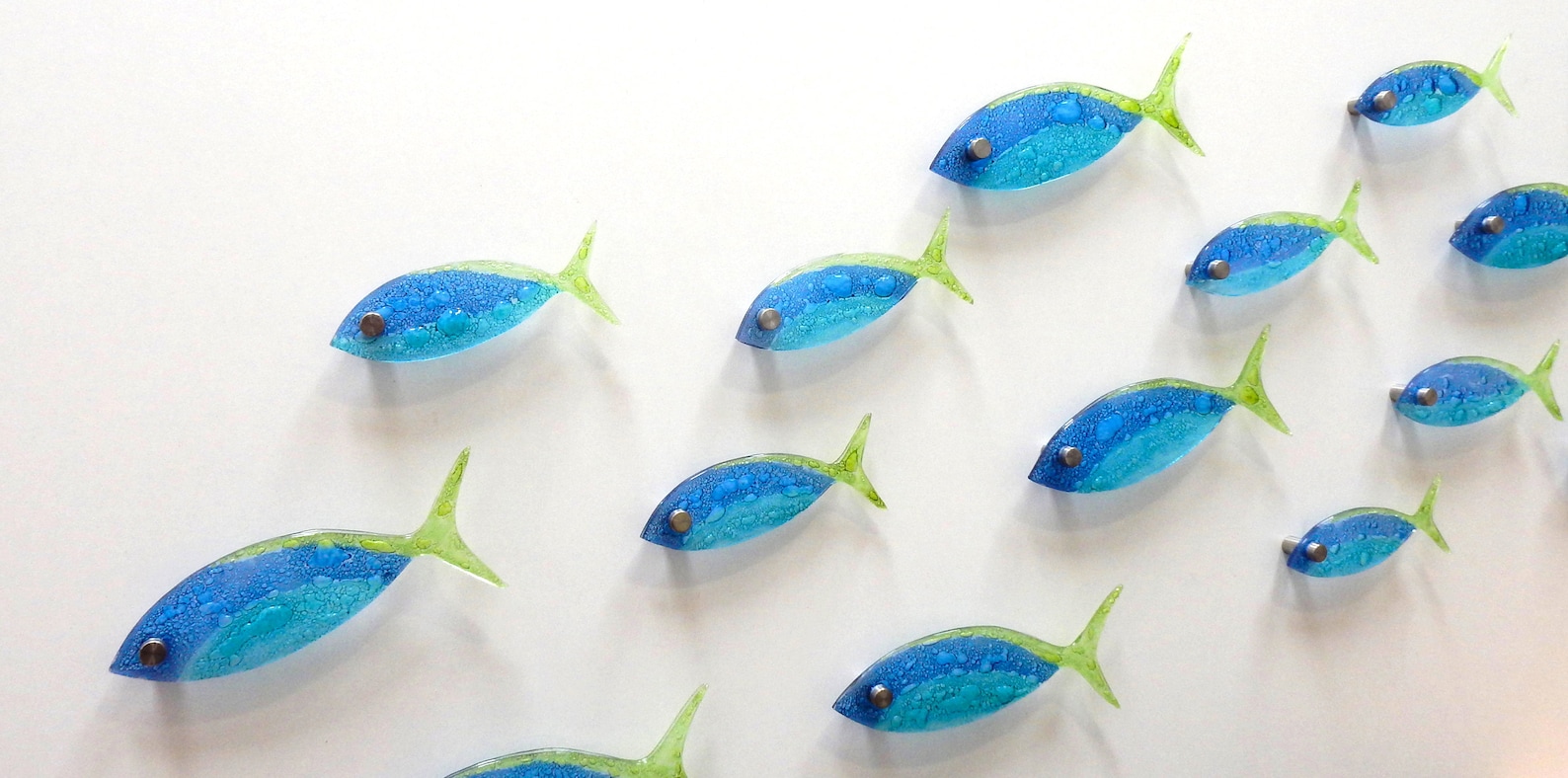 Fused Glass Fish Set Coastal Wall Art Ocean Decor 16 Piece Etsy