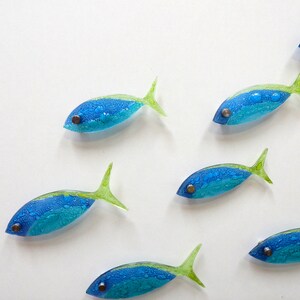 Fused Glass Fish Set, Coastal Wall Art, Ocean Decor (16 Piece) - Etsy