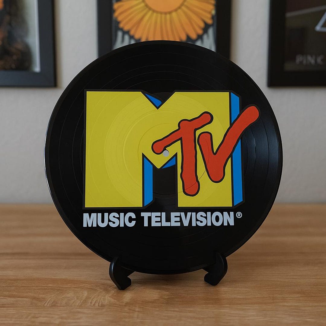 MTV Logo Vinyl Art – Upcycled 12" Record Wall Decor – Retro Music ...