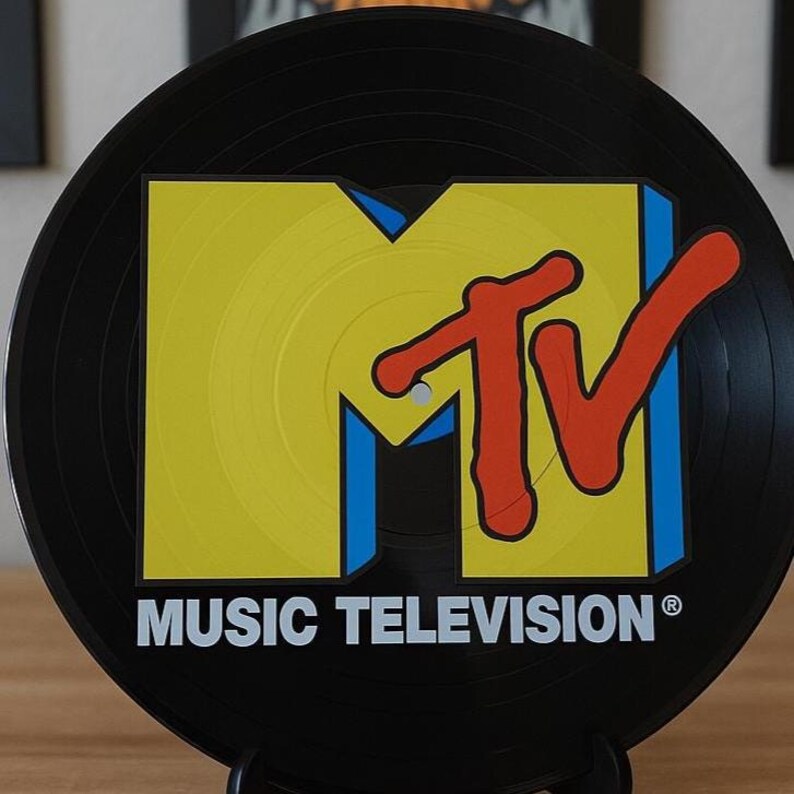 MTV Logo Vinyl Art – Upcycled 12" Record Wall Decor – Retro Music ...
