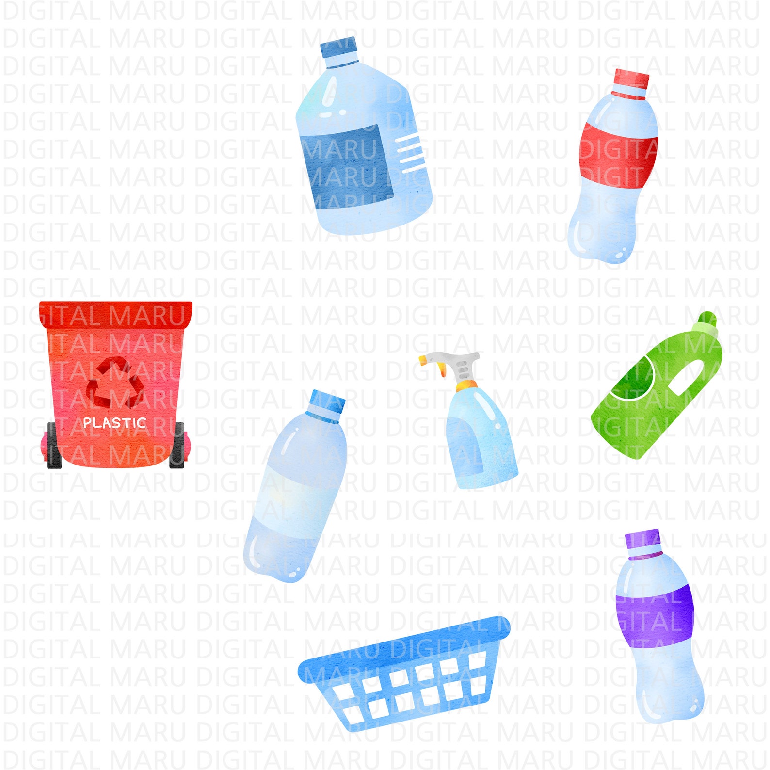 Watercolor Recycle Clipart / Recycling Trash Clipart / Recycling Guide ...